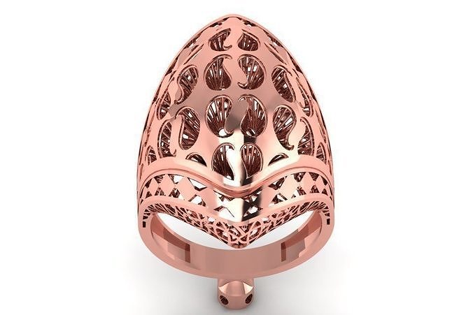 Long Filigree Ring STL OBJ FBX Renders Details 3D model 3D printable ...