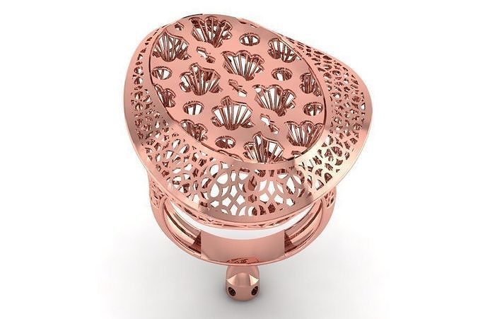 Long Filigree Ring STL OBJ FBX Renders Details 3D model 3D printable ...