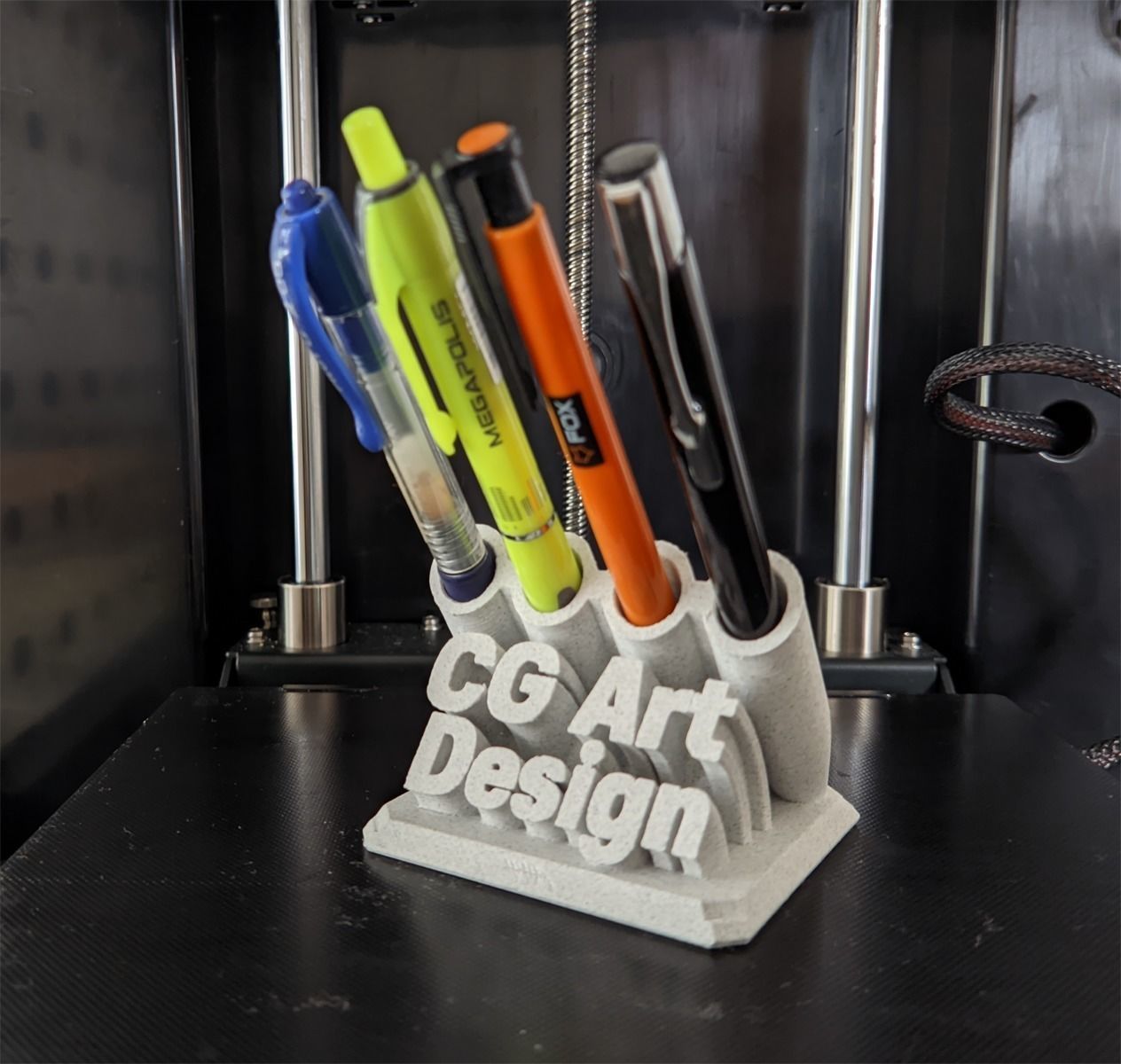Printable Sweeping Text Plate With Pen Holder 3D model 3D printable ...
