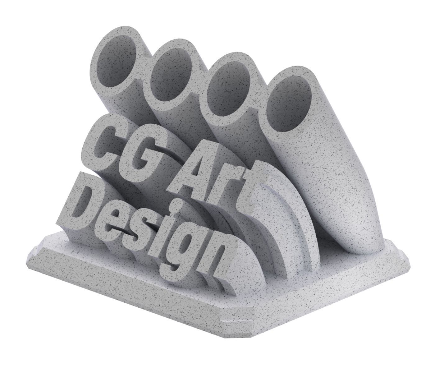 Printable Sweeping Text Plate With Pen Holder 3D model 3D printable ...