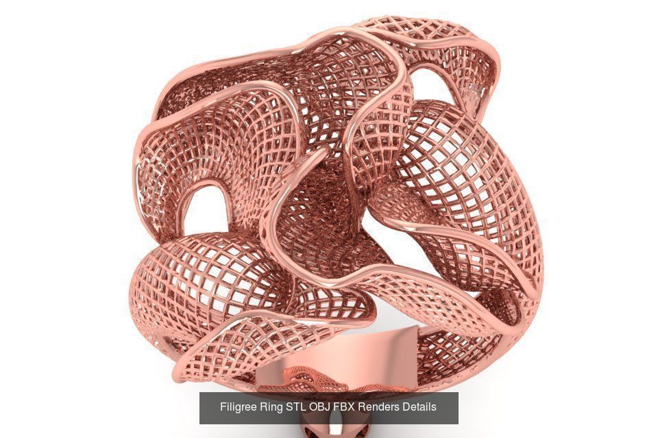 207 Vintage Filigree Rings STL OBJ FBX Render Details Collection | CGTrader