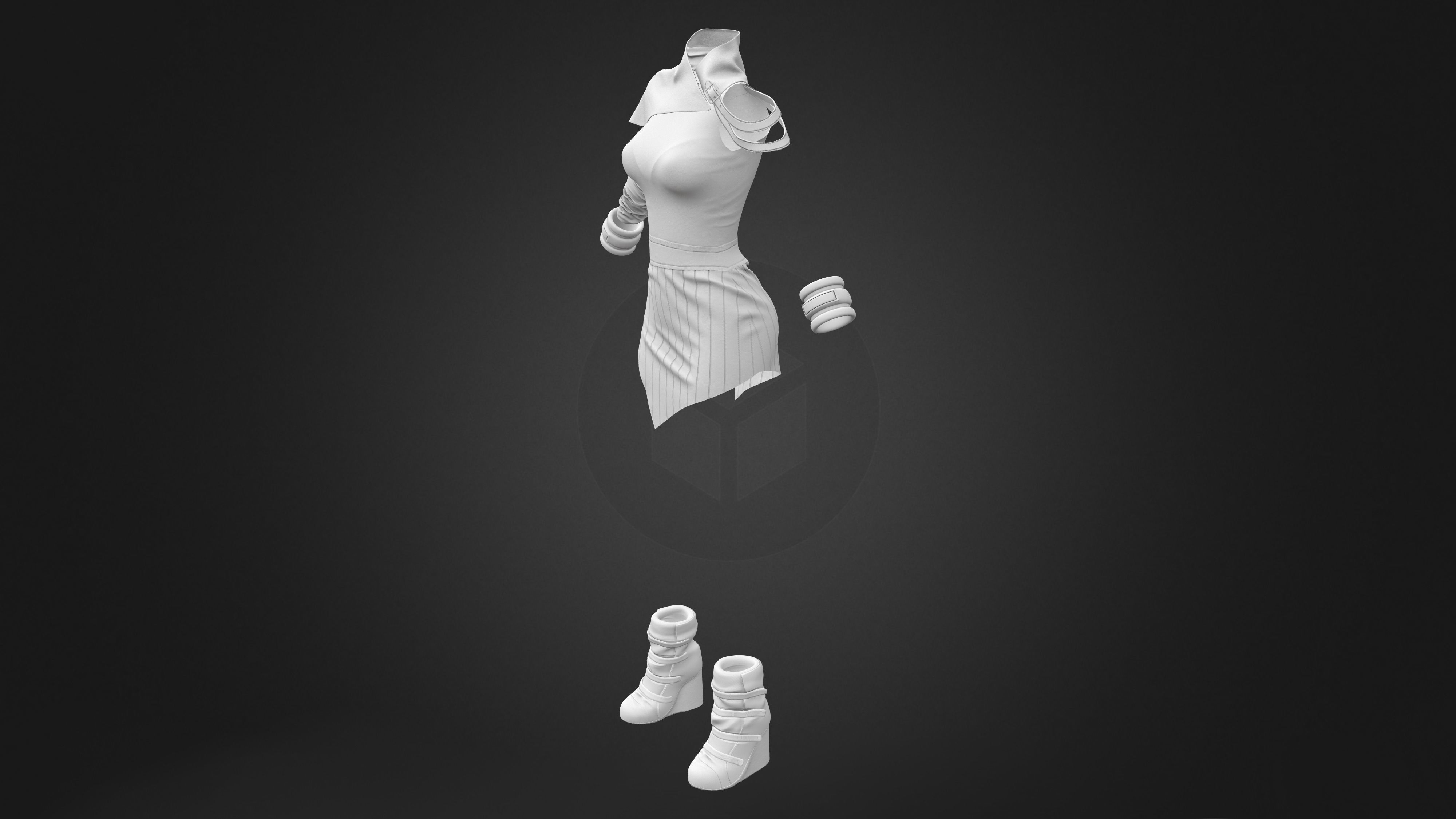3D model Cyberpunk Futuristic Modern Mini Dress Outfit VR / AR / low ...