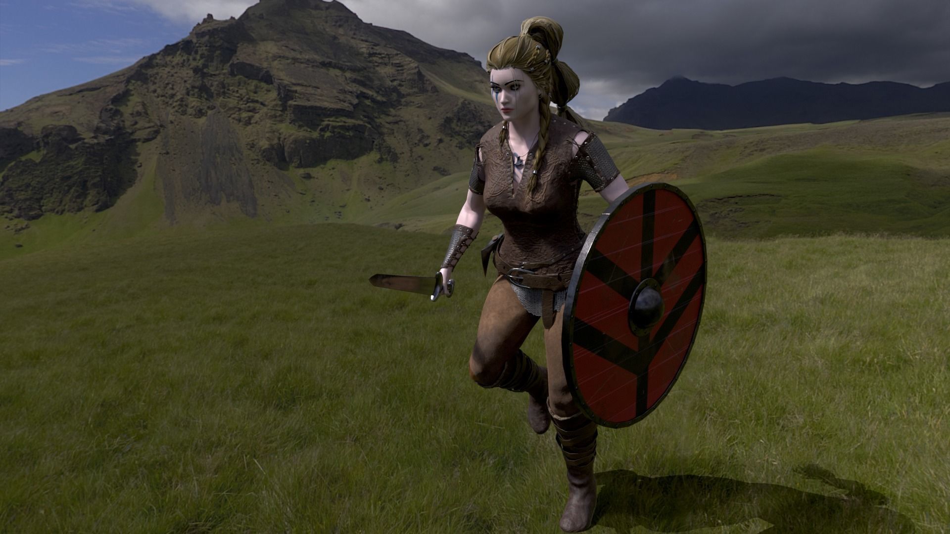 3D model Viking Shieldmaiden VR / AR / low-poly | CGTrader