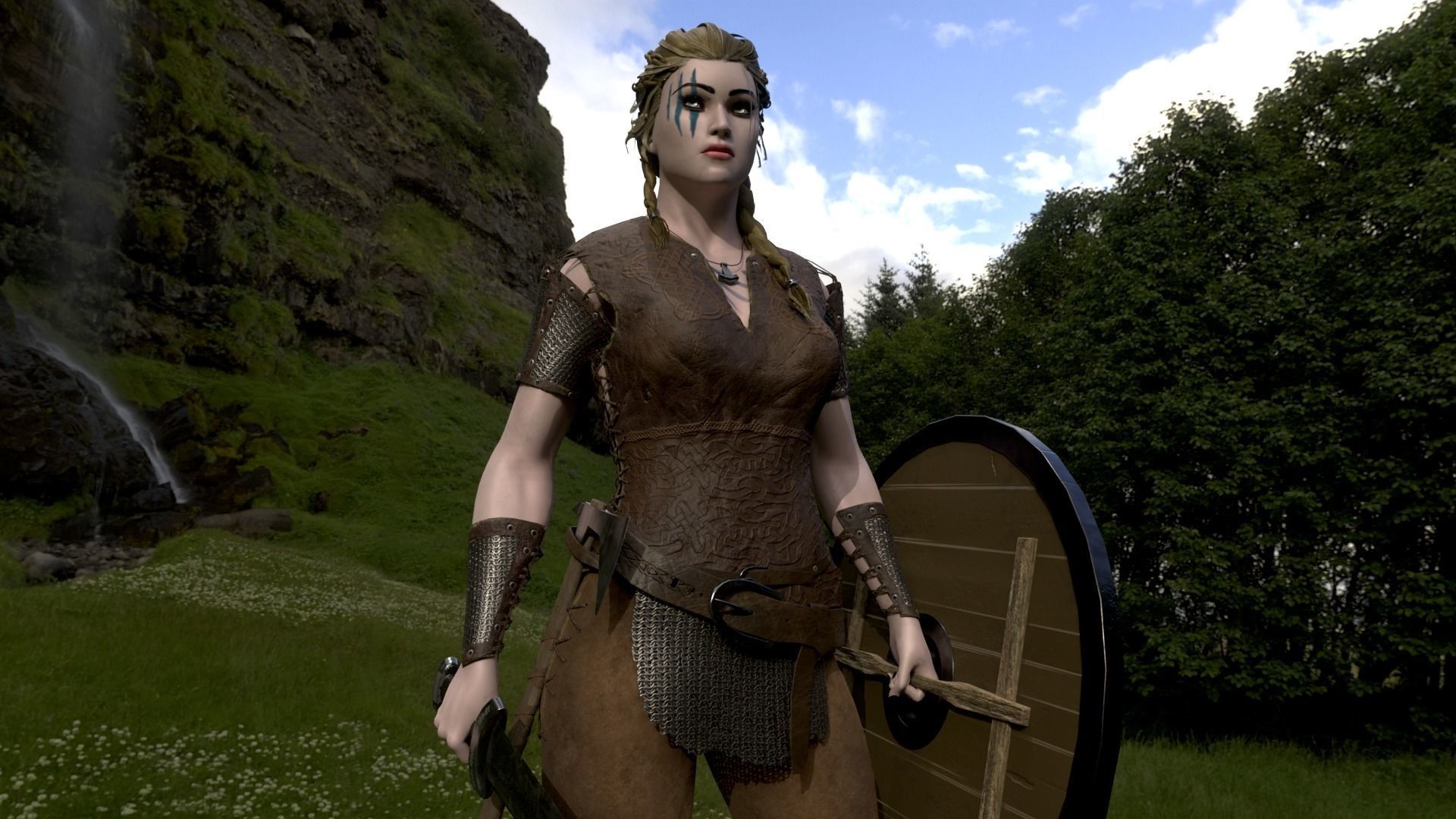 3D model Viking Shieldmaiden VR / AR / low-poly | CGTrader