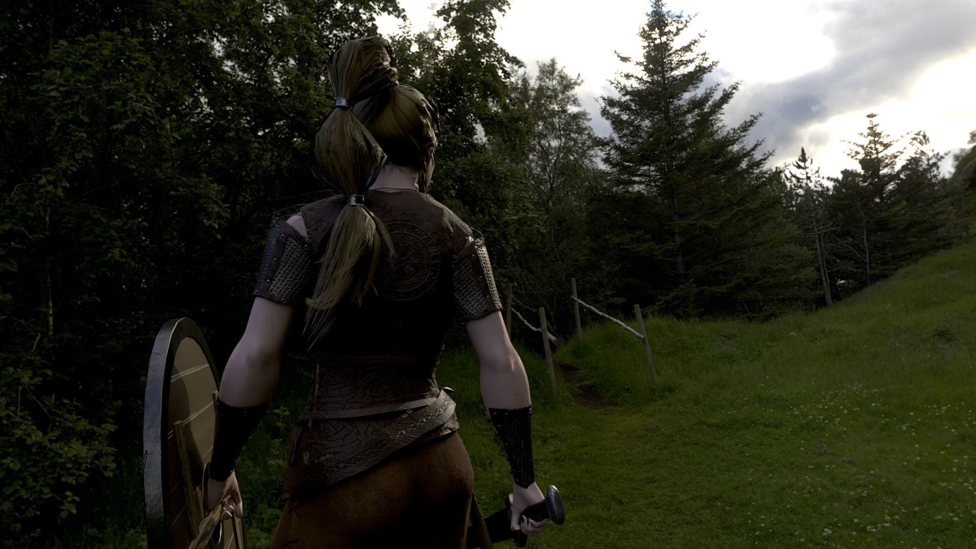 3D model Viking Shieldmaiden VR / AR / low-poly | CGTrader