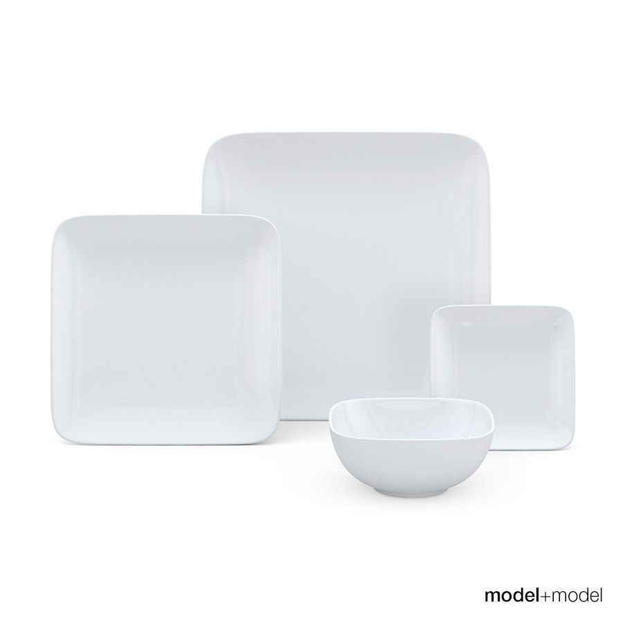Set of square plates 3D model | CGTrader