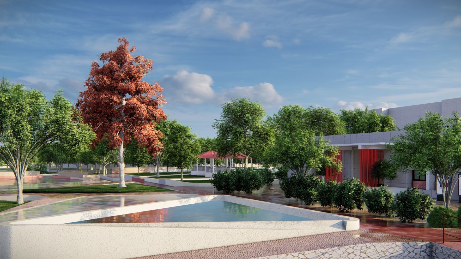 3D model UNIVERSITY CAMPUS SKETCHUP MODEL VR / AR / low-poly | CGTrader