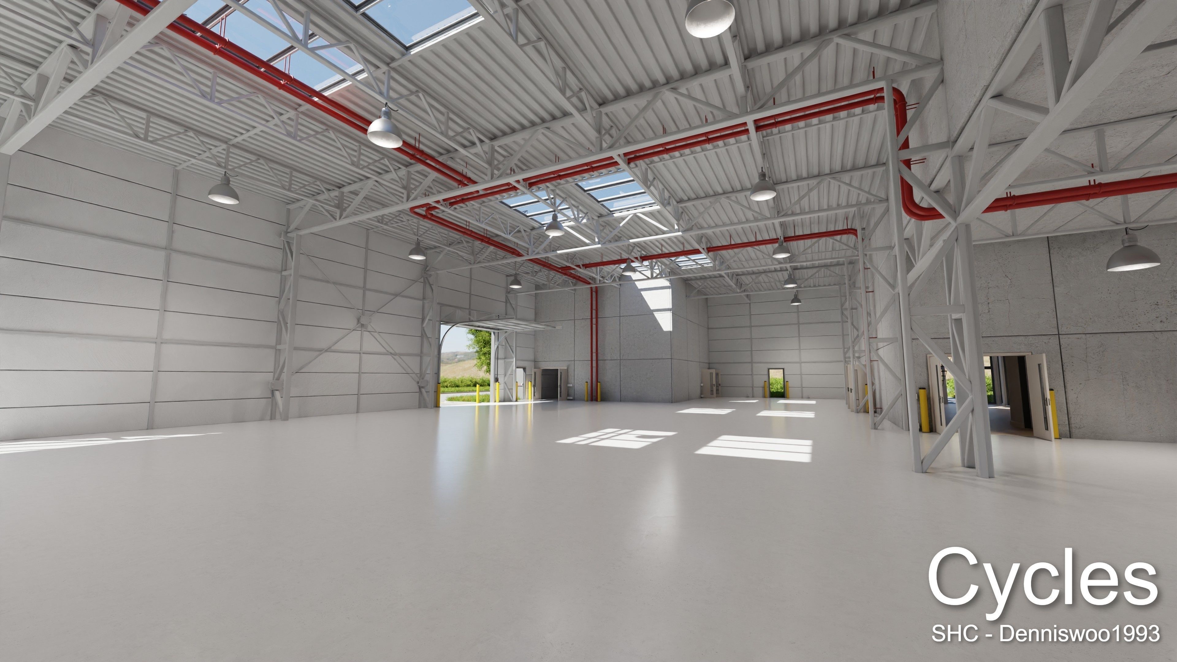 3D model Modern unfurnished warehouse with office for Blender VR / AR ...