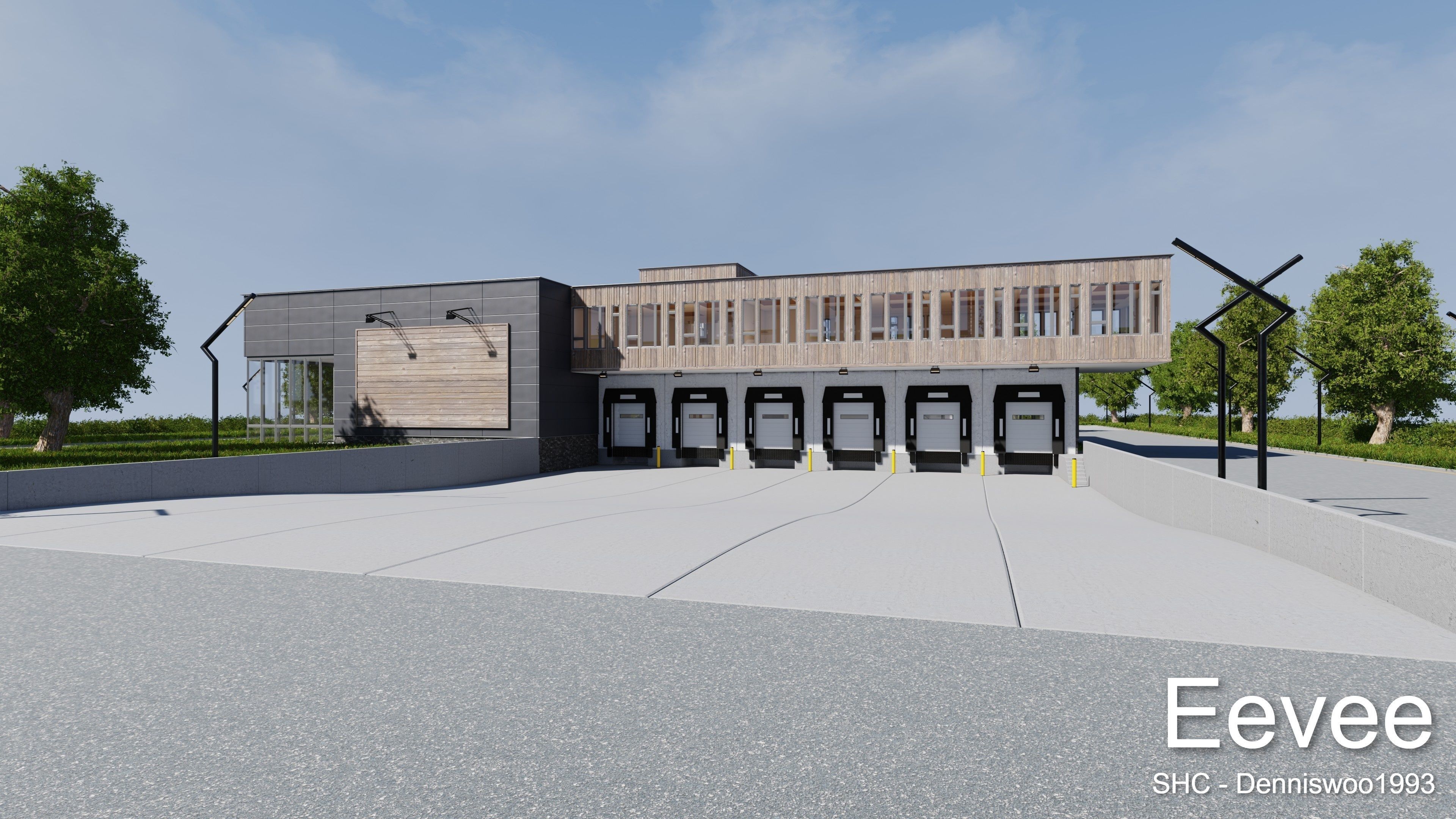 3D model Modern unfurnished warehouse with office for Blender VR / AR ...
