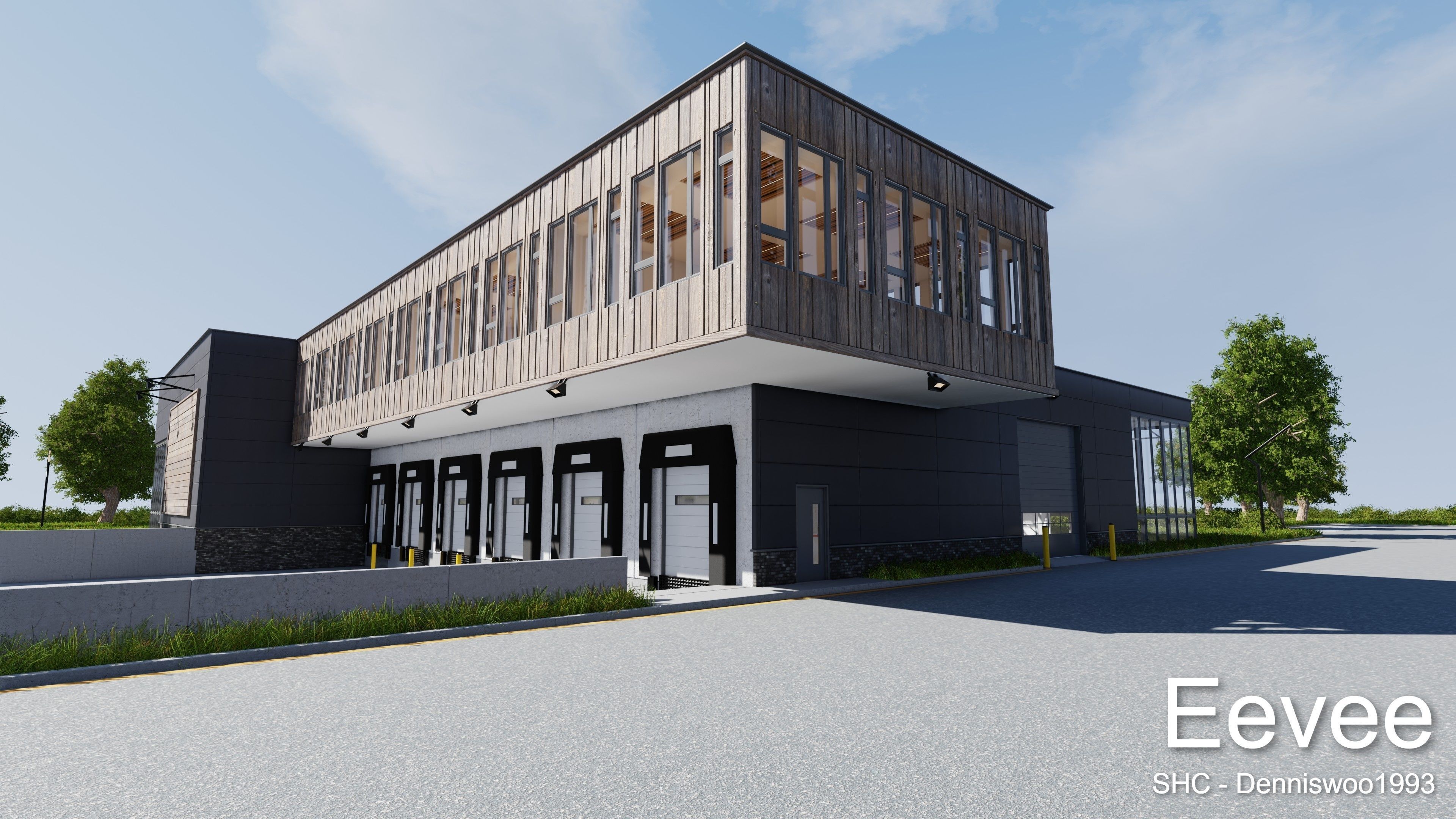 3D model Modern unfurnished warehouse with office for Blender VR / AR ...