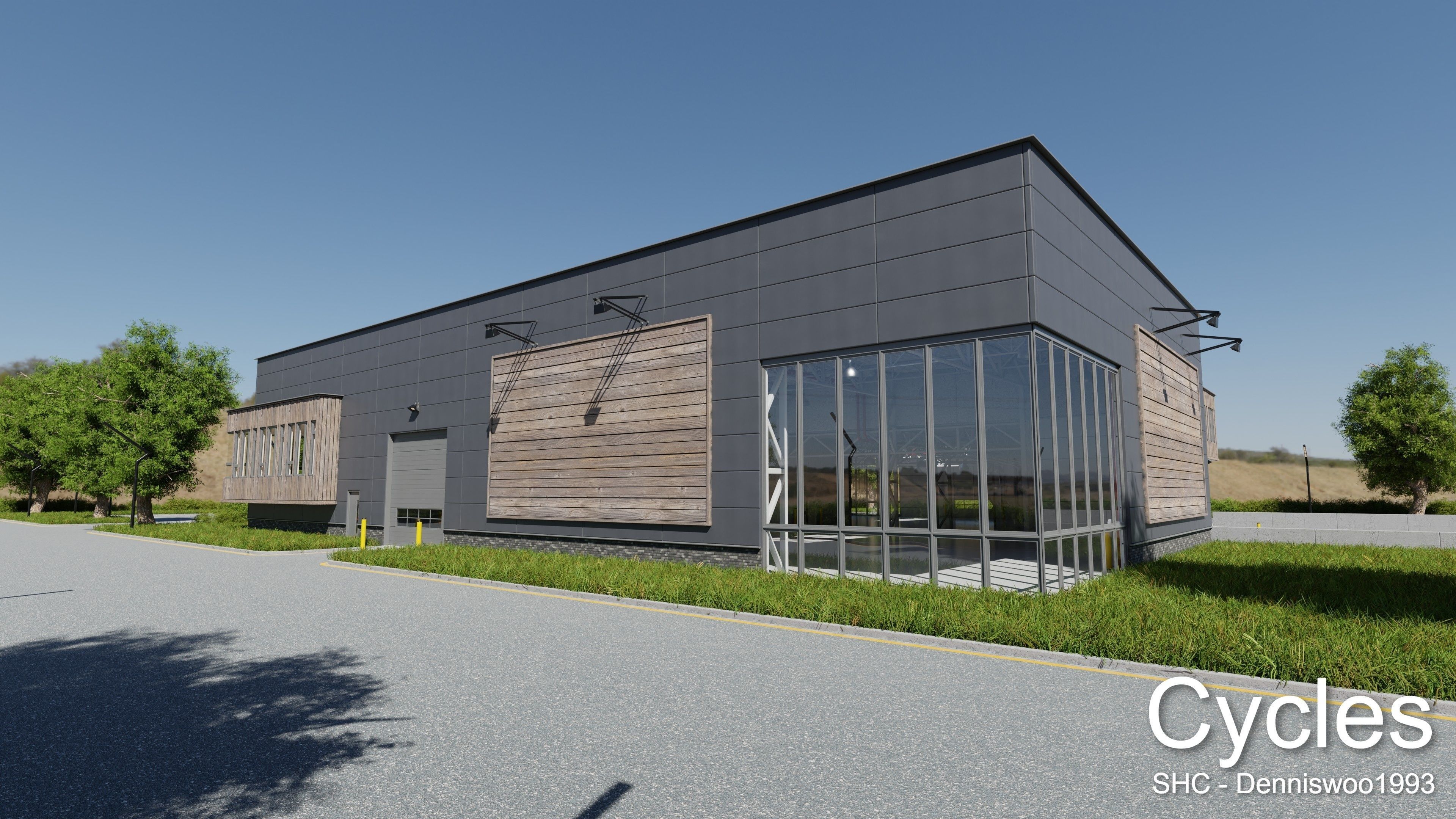 3D model Modern unfurnished warehouse with office for Blender VR / AR ...