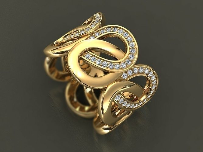 infinity chain ring diamond jewelry 3D model 3D printable | CGTrader