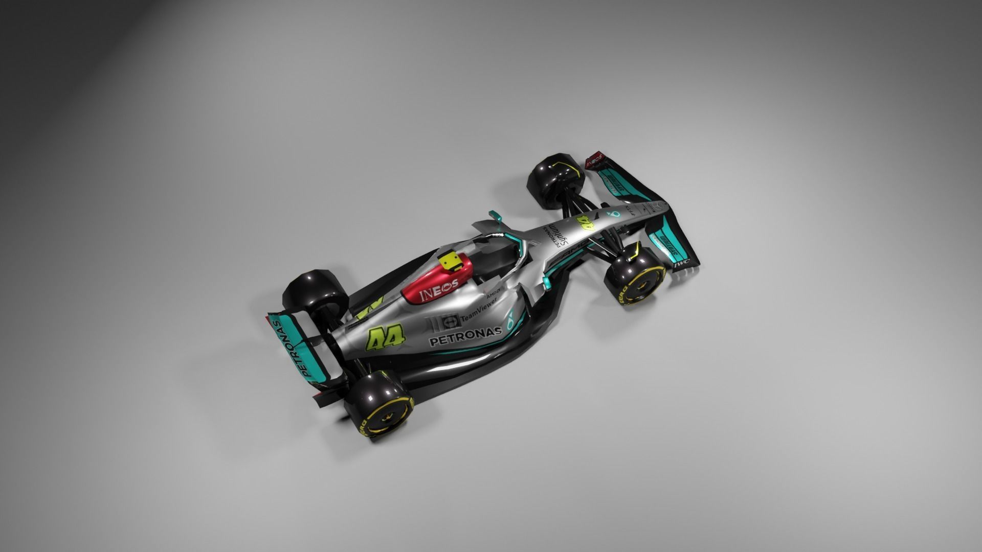 3D model Formula 1 Mercedes Petronas AMG 44 Low Poly and High Poly W13 ...