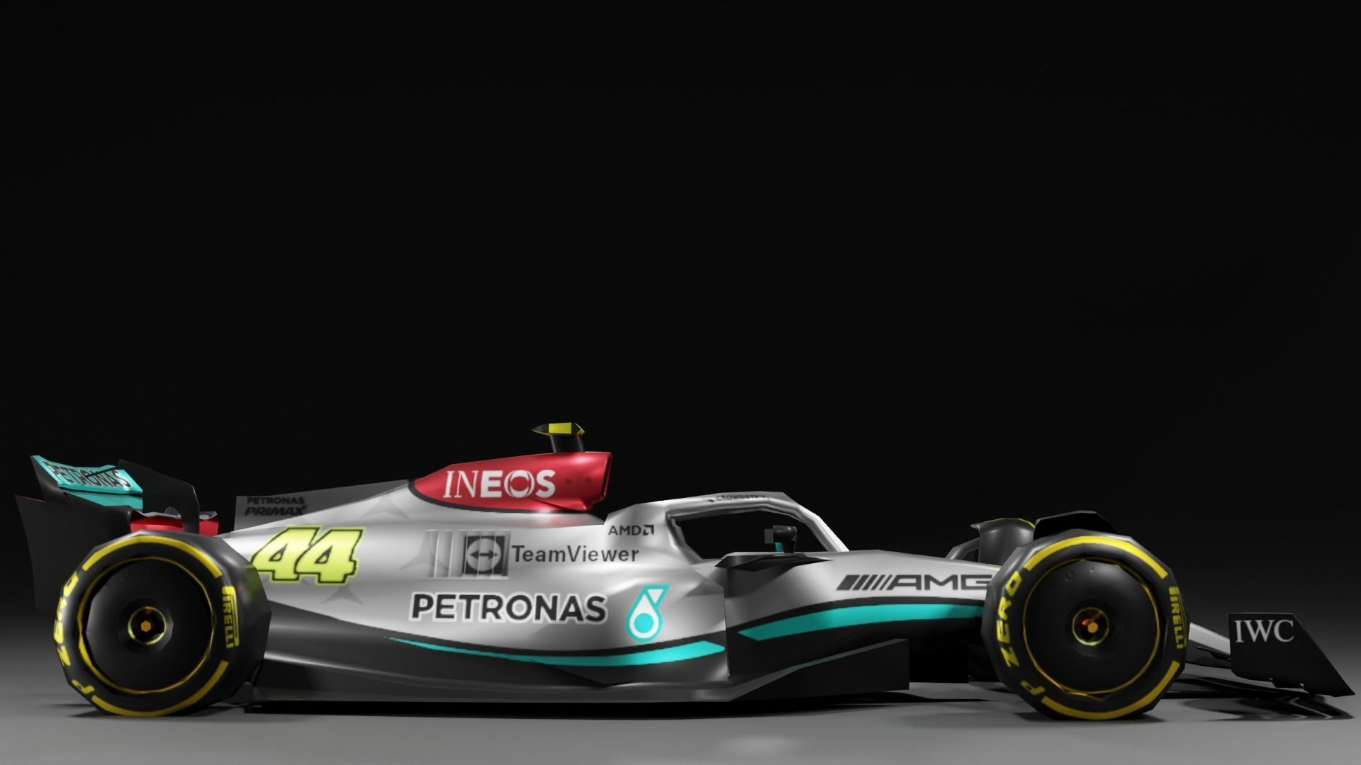 3D model Formula 1 Mercedes Petronas AMG 44 Low Poly and High Poly W13 ...