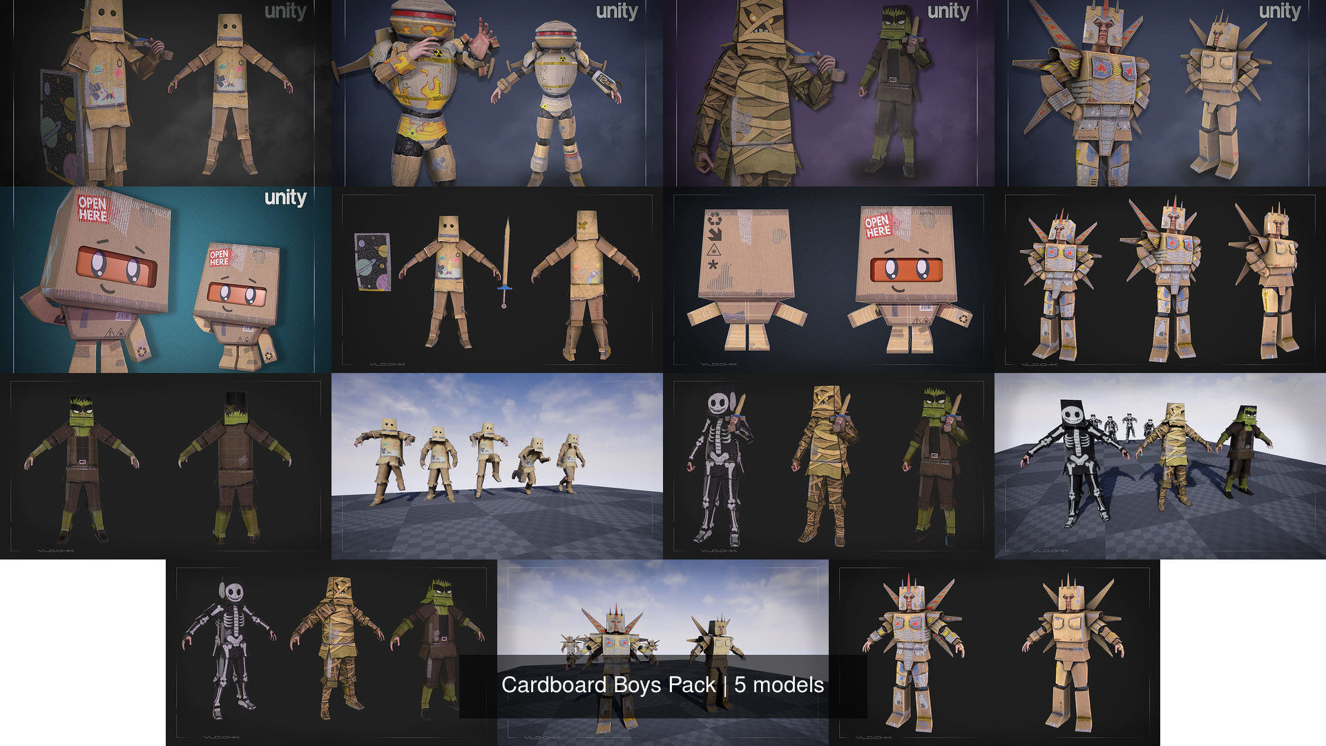 Cardboard Boys Pack 3D Model Collection | CGTrader