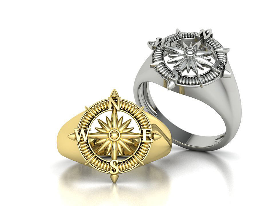 Wanderlust Compass Travel Ring Own design 3dmodel 3D model 3D printable ...