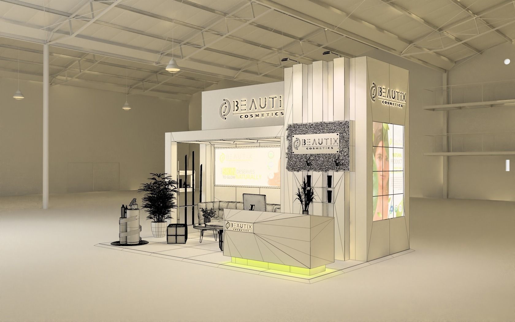elegant exhibition cosmetic booth 3D model | CGTrader