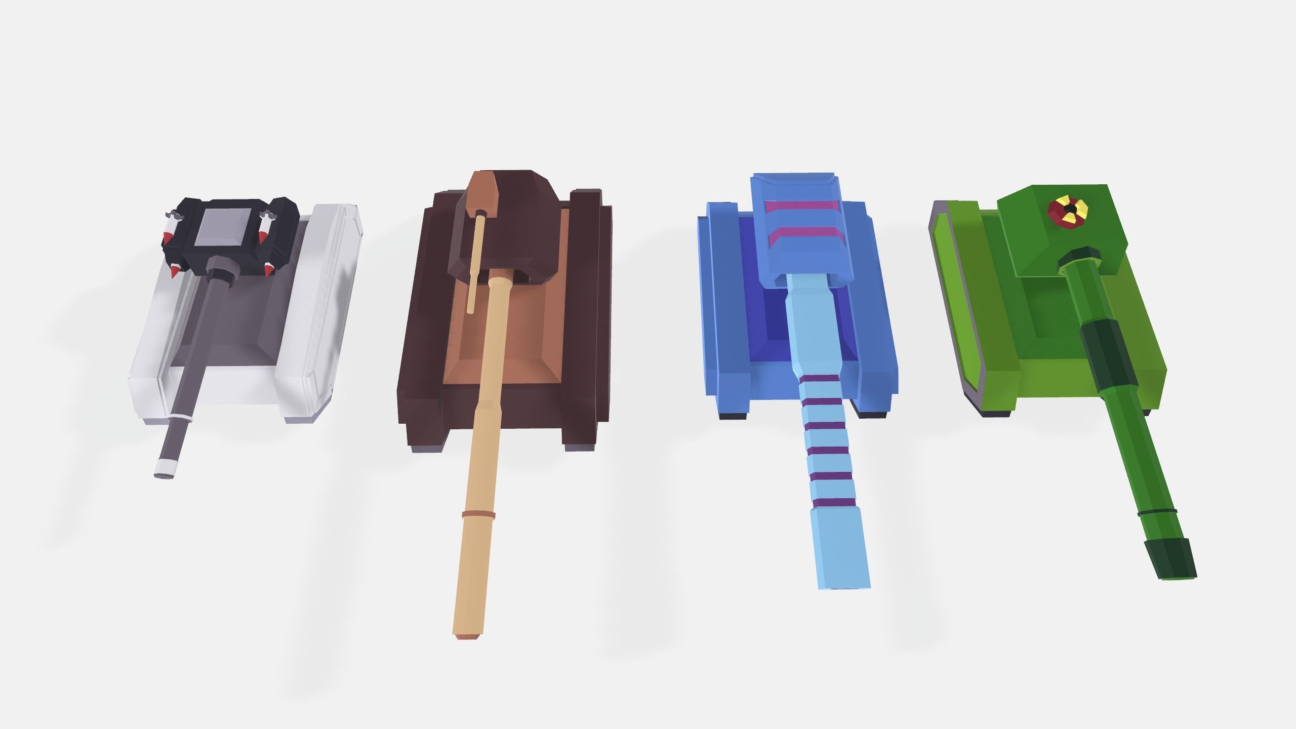 Low poly Tank for mass distraction for game turret can animate free VR ...