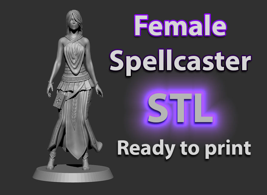 Female Spellcaster mage sorcerer 3D model 3D printable | CGTrader