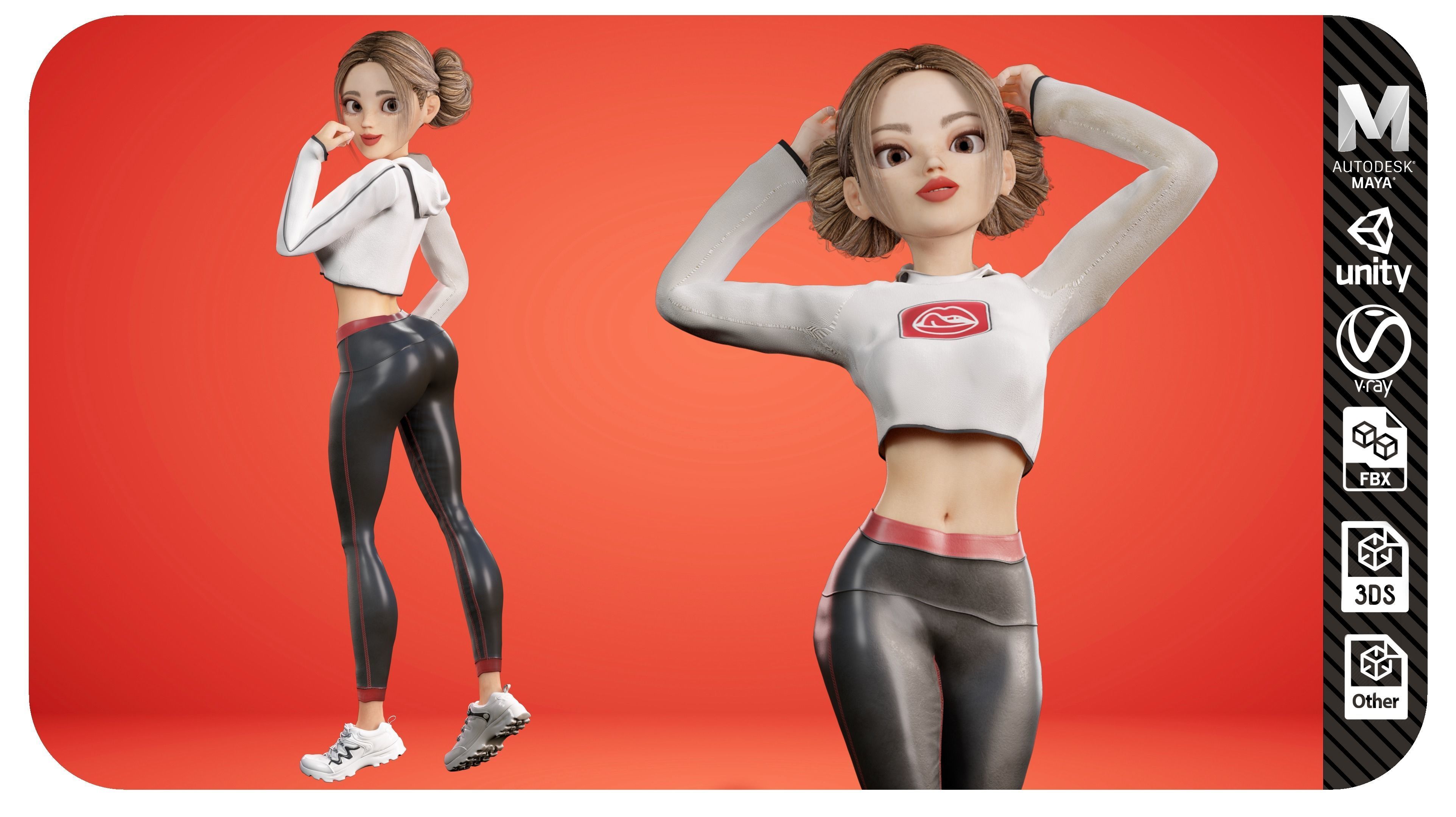 Girl Character Full Rigged 3D model 3D model animated rigged | CGTrader