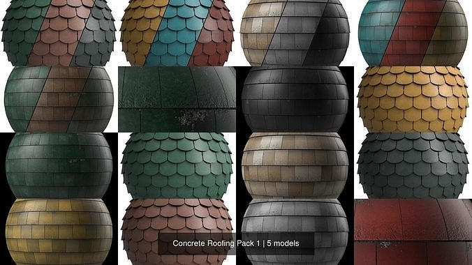 3D Model Collection Concrete Roofing Pack 1 VR / AR / low-poly | CGTrader