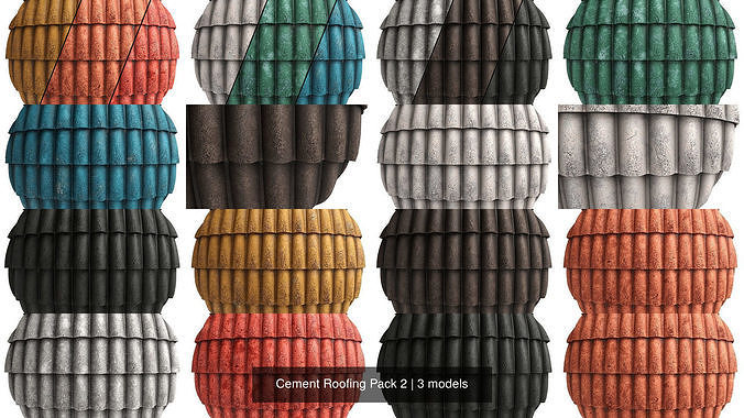 3D Model Collection Cement Roofing Pack 2 VR / AR / low-poly | CGTrader