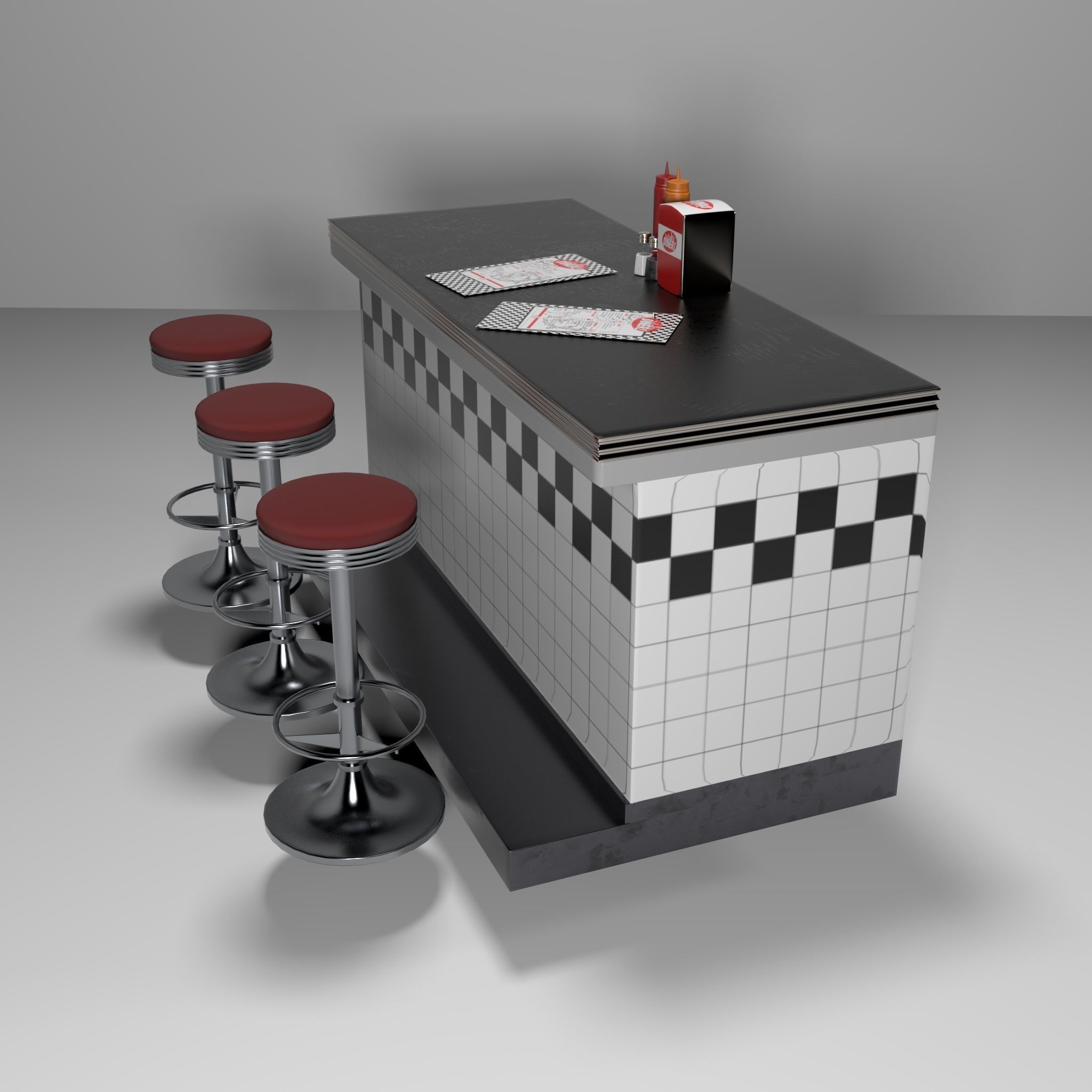 3D model Diner Bar 3D Model VR / AR / low-poly | CGTrader