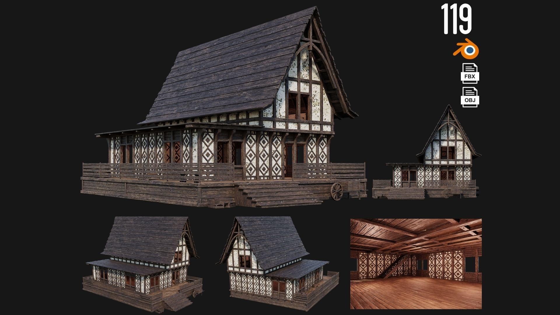 3D model Old Medieval Building 4K Textures GameReady 119 VR / AR / low ...