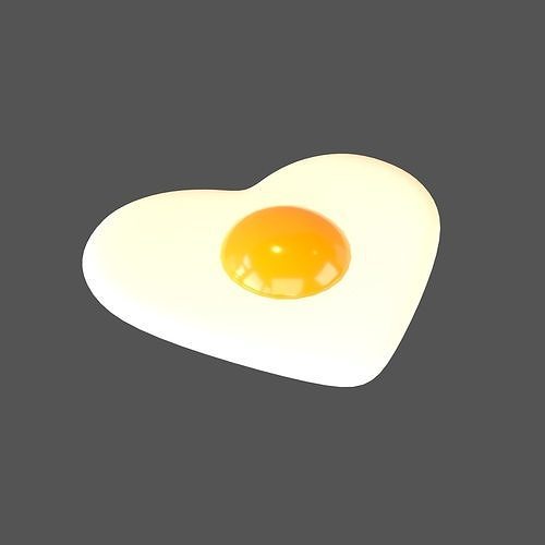 3D model Fried Heart Egg v1 001 VR / AR / low-poly | CGTrader