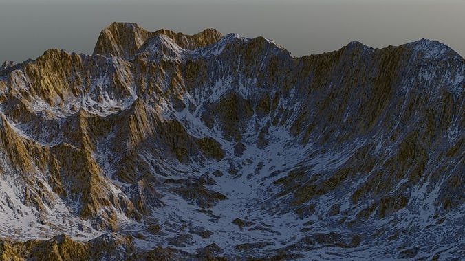 LandScape mountain with snow on top 3D model | CGTrader