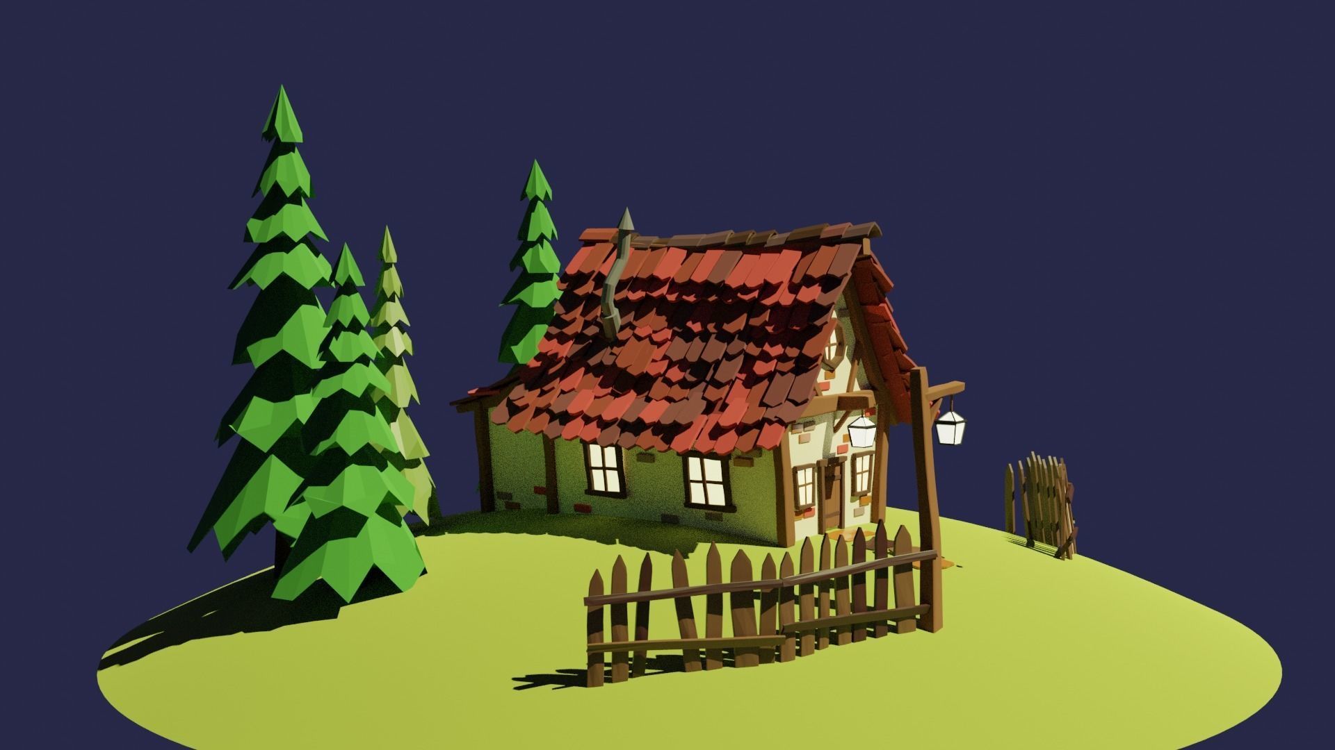 Low Poly House cottage on hill free VR / AR / low-poly 3D model | CGTrader