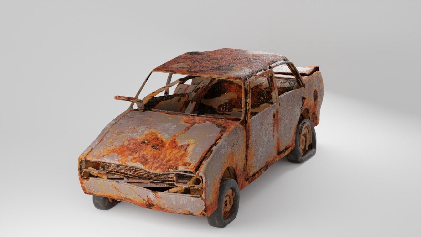 Violently-rusted Abandoned Car 3D model | CGTrader