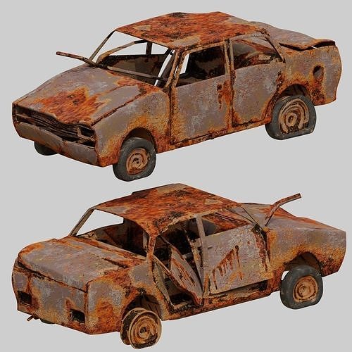 Violently-rusted Abandoned Car 3D model | CGTrader