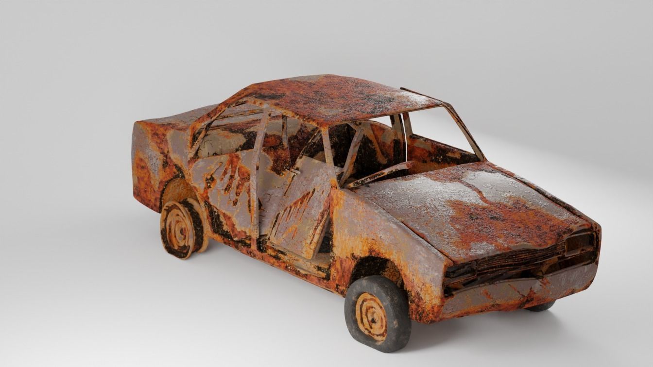 Violently-rusted Abandoned Car 3D model | CGTrader