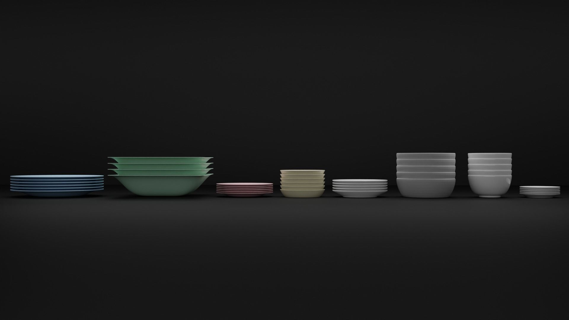 Plates and Bowls free 3D model | CGTrader