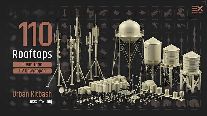 3D model 110 Rooftops props VR / AR / low-poly | CGTrader