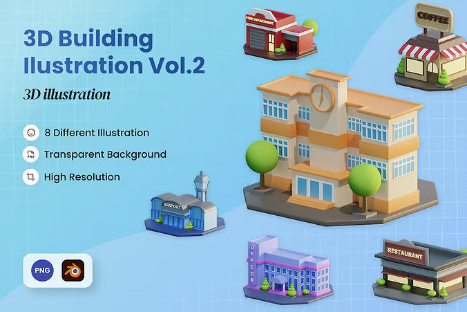 Buildings 3D Illustration 3D model | CGTrader