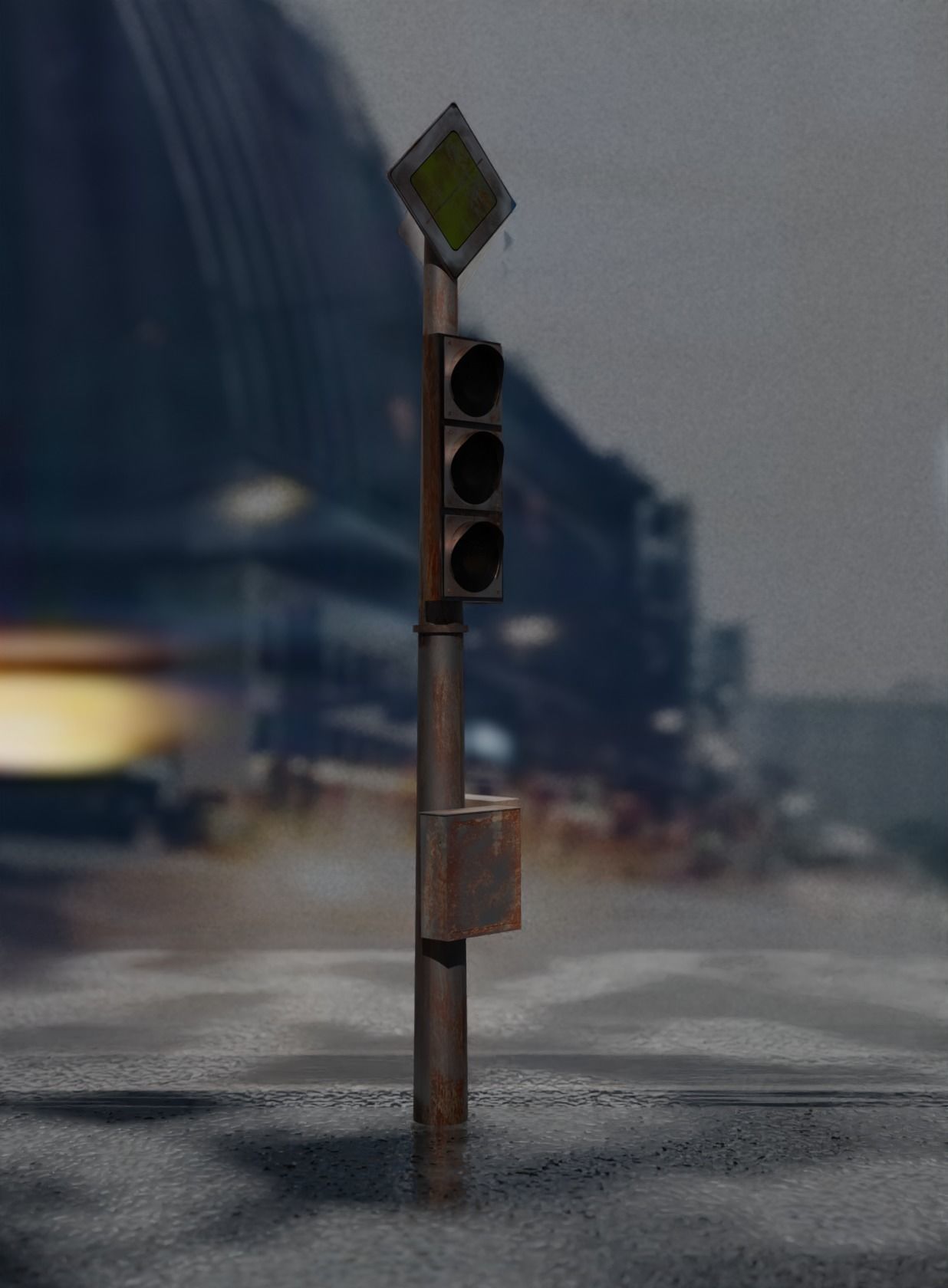 3D model Old Rusty City Traffic Light VR / AR / low-poly | CGTrader