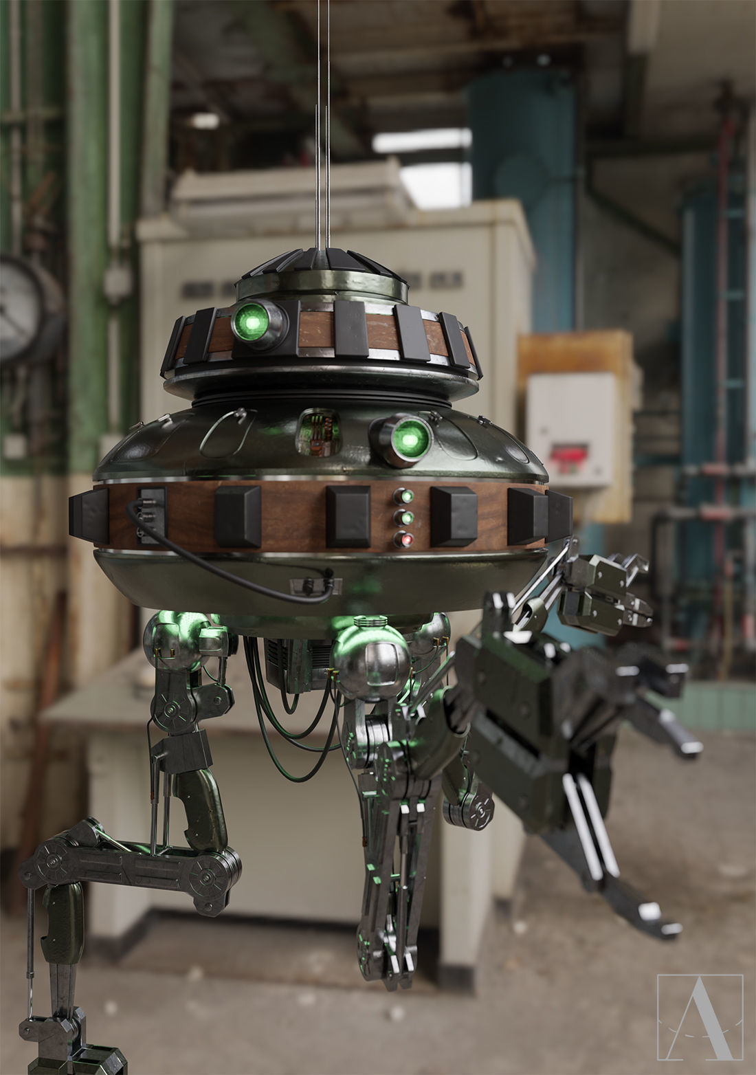 Retro Droid - High Poly 3D model rigged | CGTrader