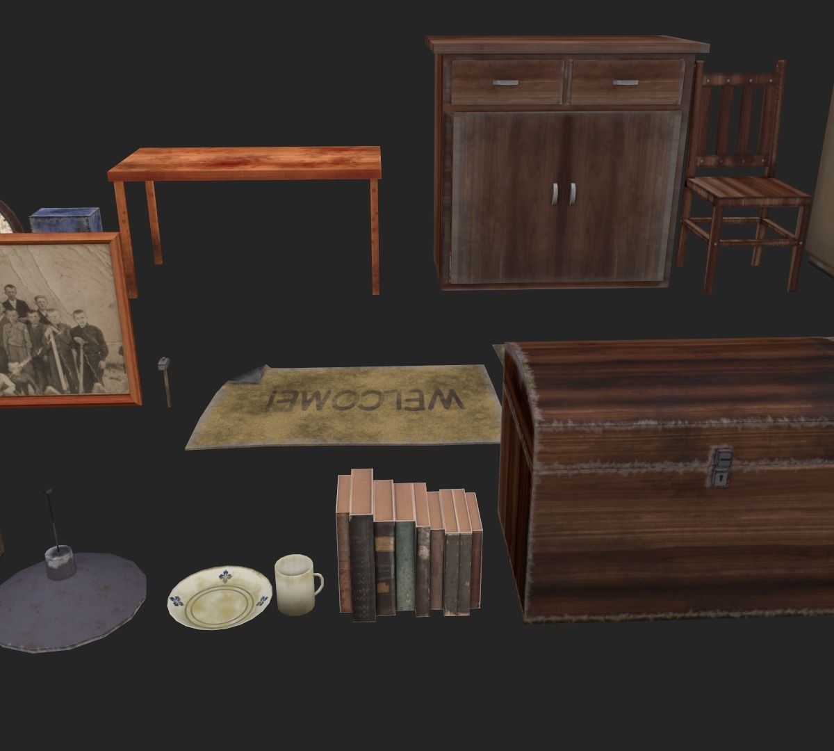 3D model Vintage Interior Pack VR / AR / low-poly | CGTrader