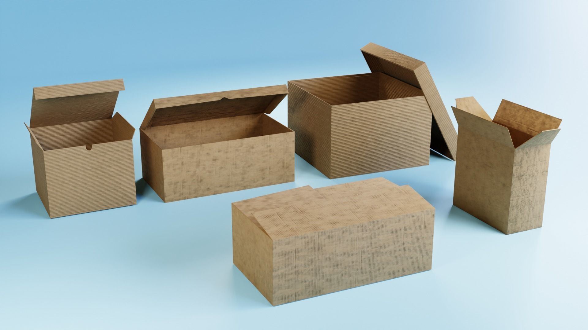 3D model Cardboard group of boxes VR / AR / low-poly | CGTrader