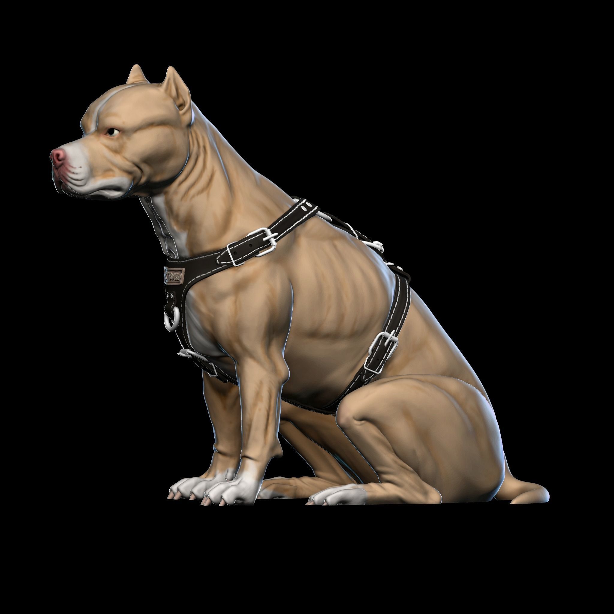 Pit Bull Terrier 3D printable seated version 3D model 3D printable ...