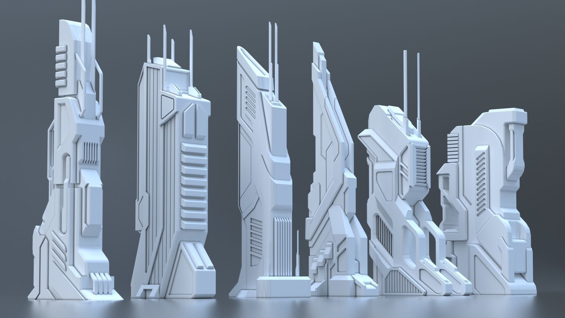 3D model Sci Fi Building Pack - 6 Futuristic Skyscraper Architecture ...