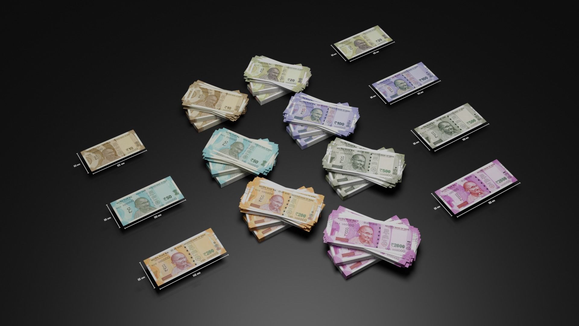 3D model Indian Rupees Note VR / AR / low-poly | CGTrader