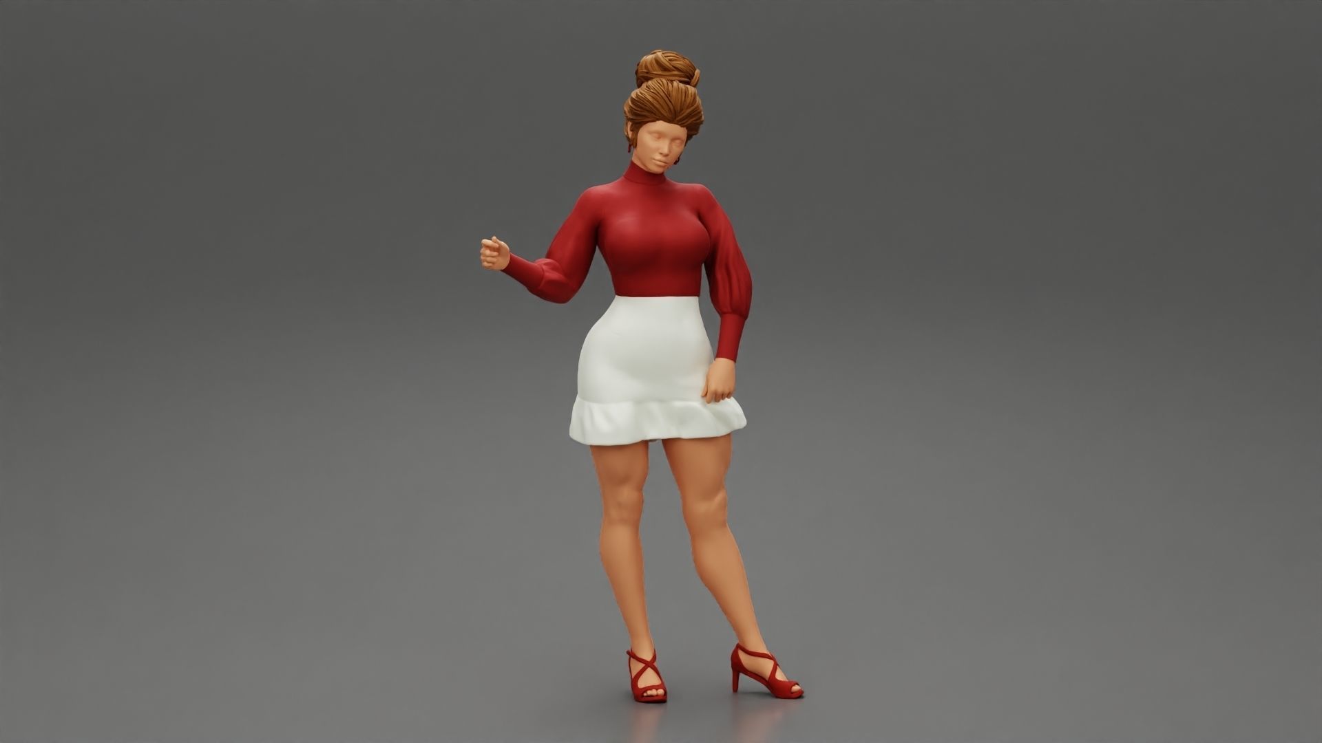 Young Woman Posing In Short Skirt And heels 3D model 3D printable ...