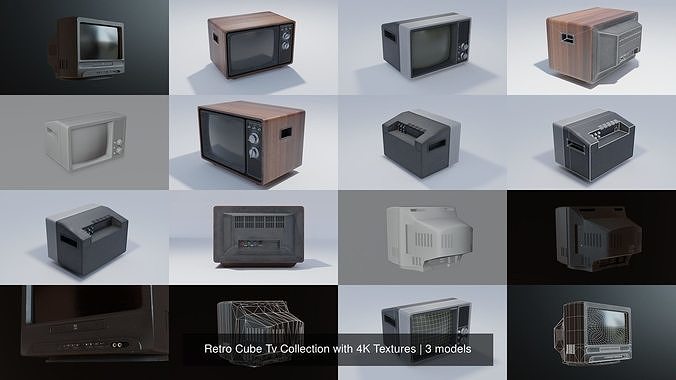 Retro Cube Tv Collection with 4K Textures VR / AR / low-poly | CGTrader