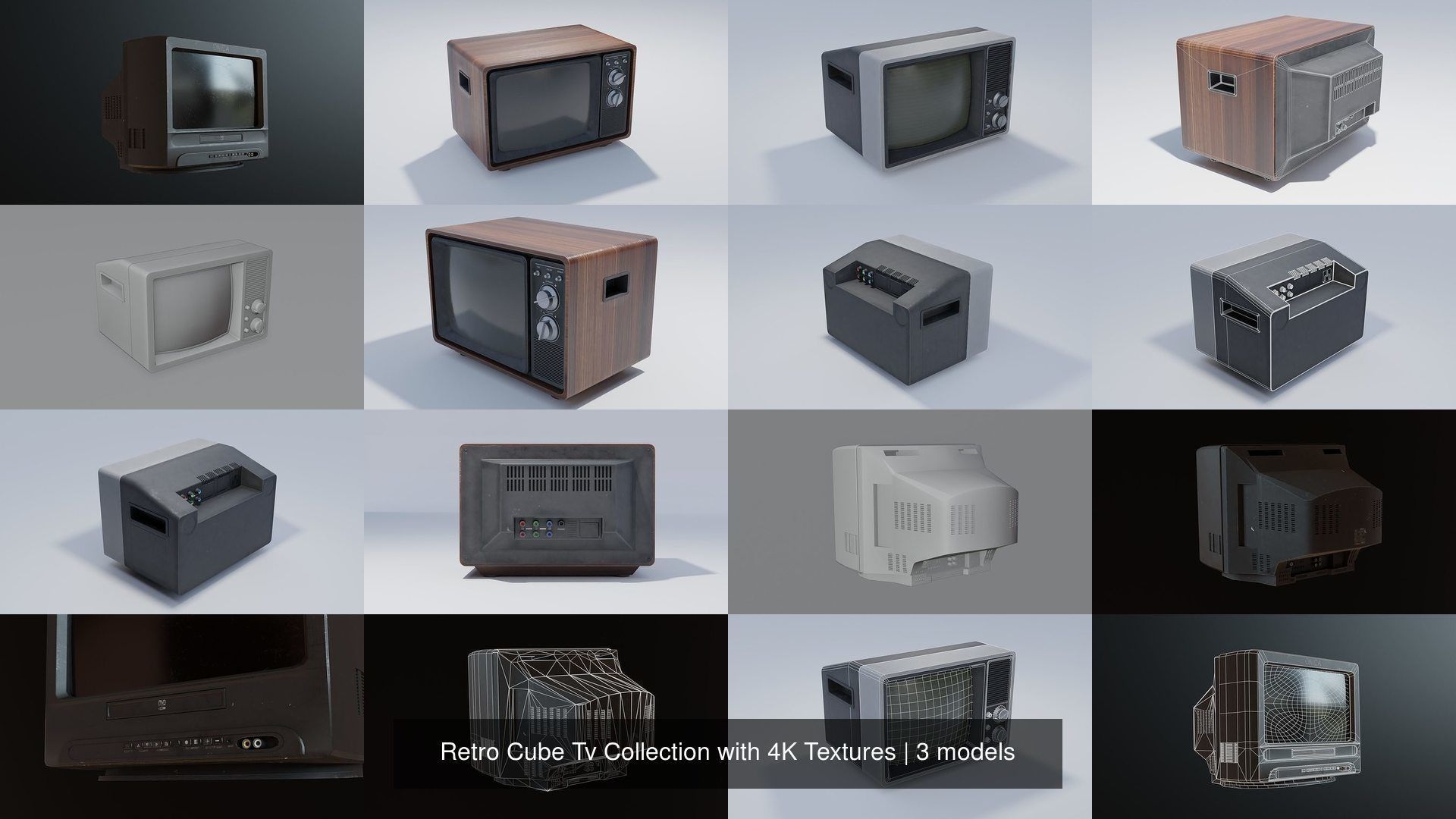 Retro Cube Tv Collection with 4K Textures VR / AR / low-poly | CGTrader