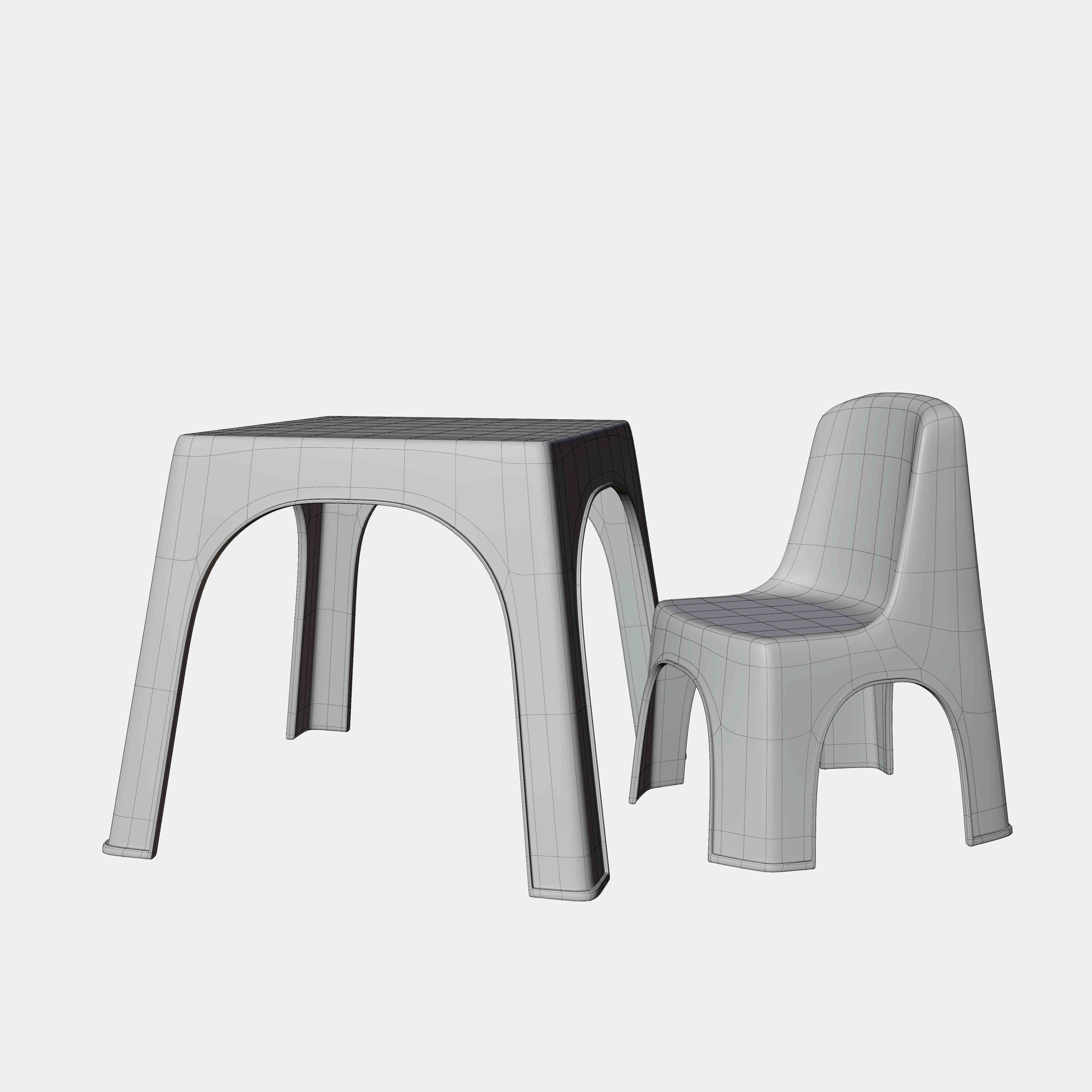 Kid Plastic Table and Chair 3D model | CGTrader