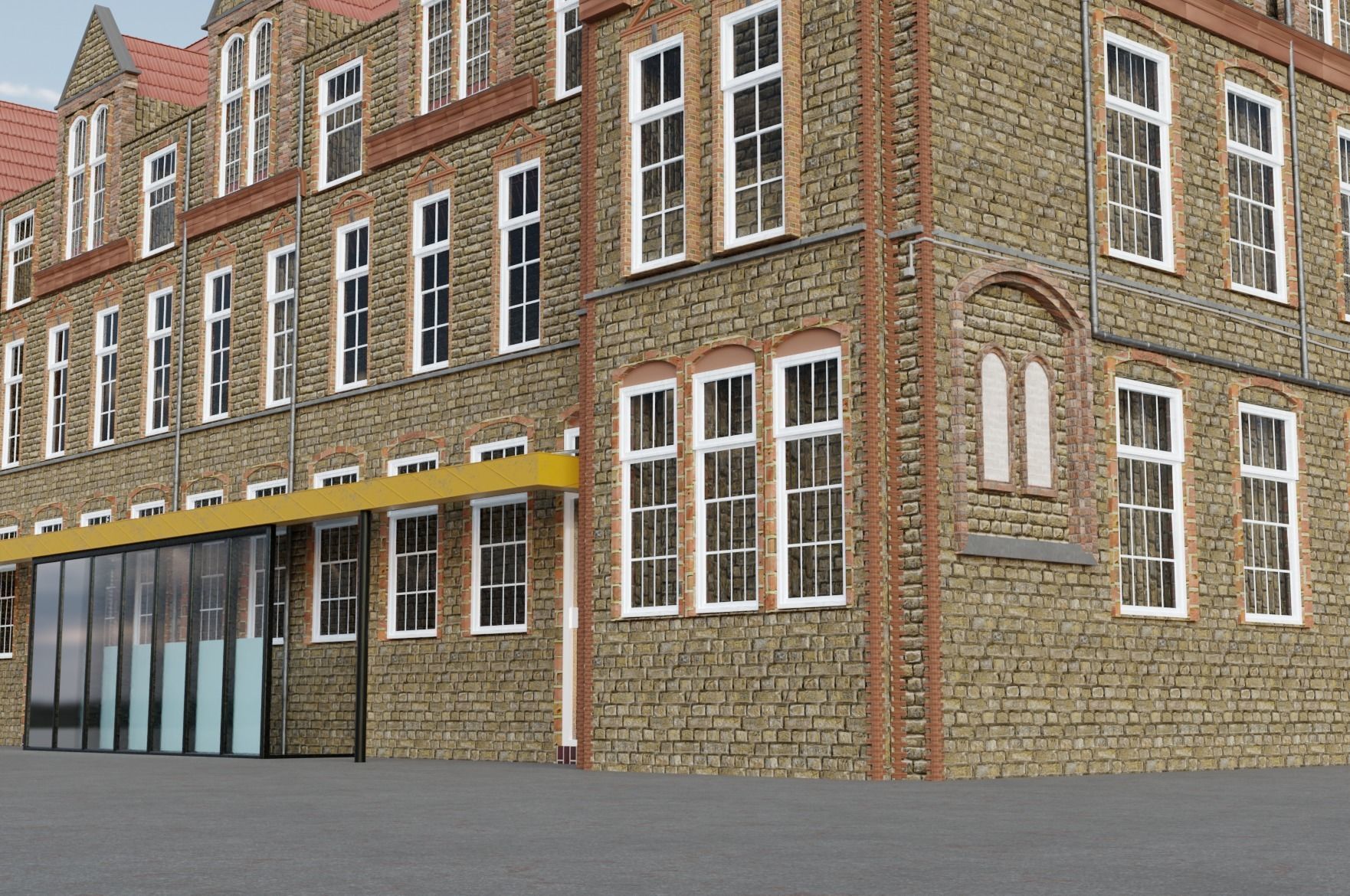 School brick building 3D model | CGTrader