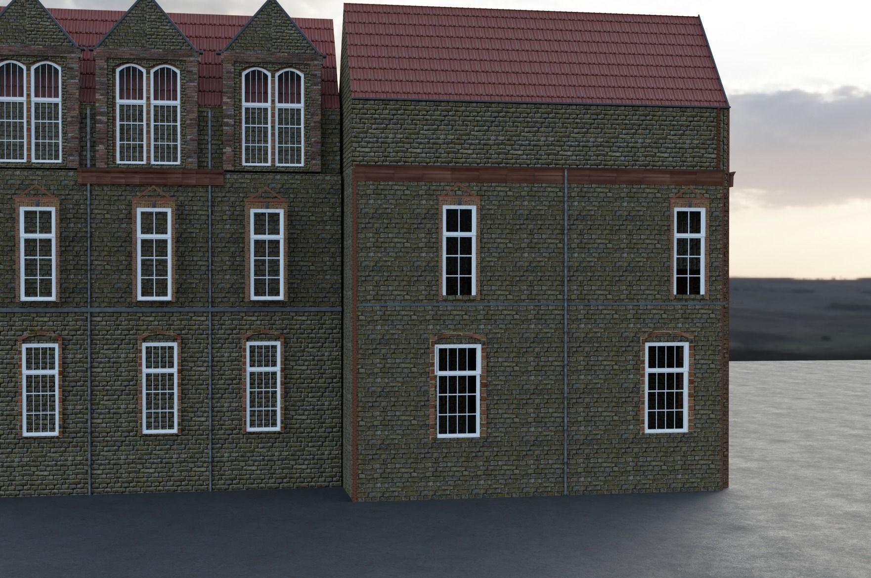 School brick building 3D model | CGTrader
